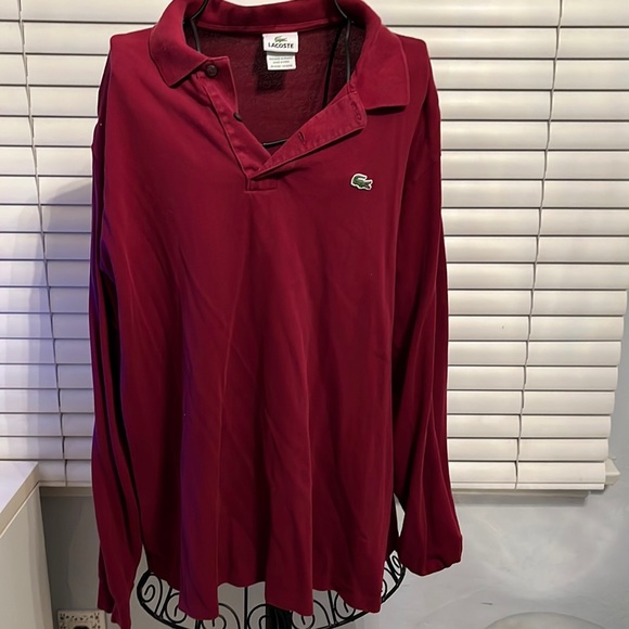 Lacoste | Shirts | Mens Lacoste Maroon Long Sleeved Polo Sz 8xxl | Poshmark